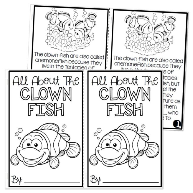 Ocean Animals Unit - Mini Reader - Clown Fish - Lucky Little Learners