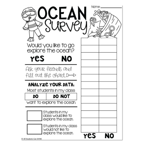 Ocean Animals Unit - Surveys - Lucky Little Learners