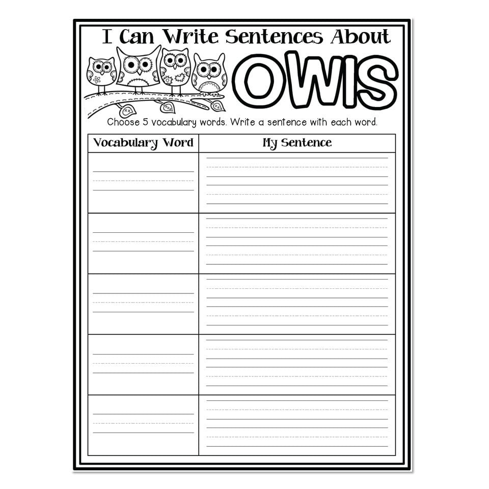Owls Unit - Sentences About Owls - Lucky Little Learners