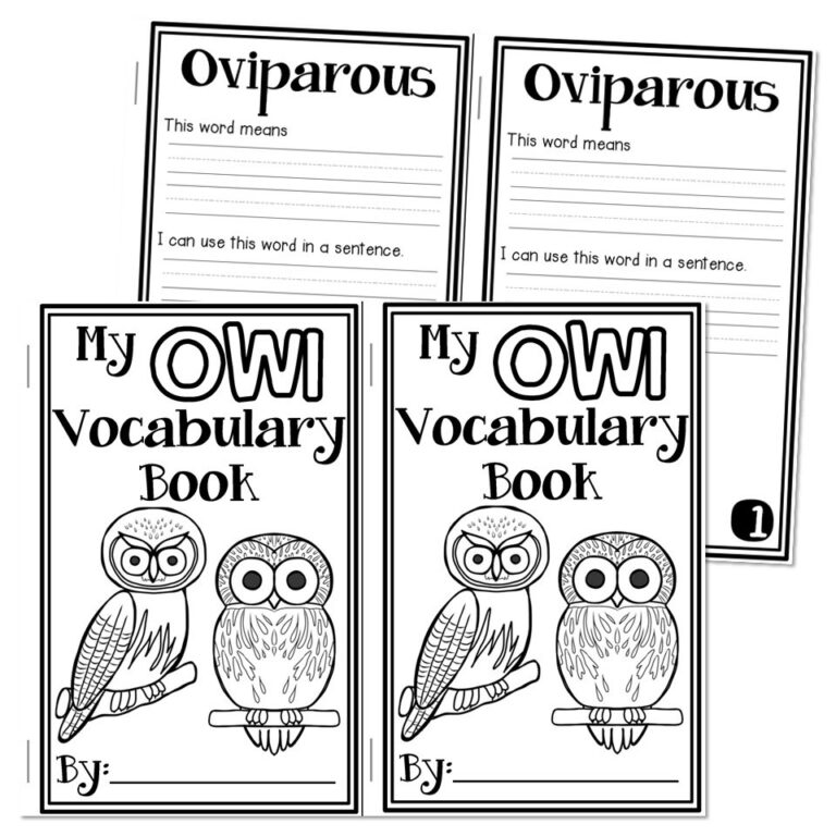 Owls Unit - Vocabulary Mini Book - Lucky Little Learners