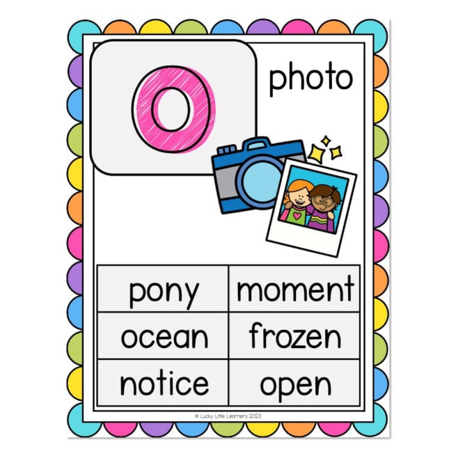 Phonics Poster - Open Syllable - Long O - Lucky Little Learners