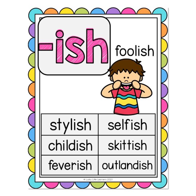 Phonics Poster - Suffix -ISH - Lucky Little Learners