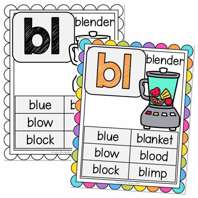 Phonics Posters - Blends, Endings, Digraphs Posters - bl - Lucky Little ...
