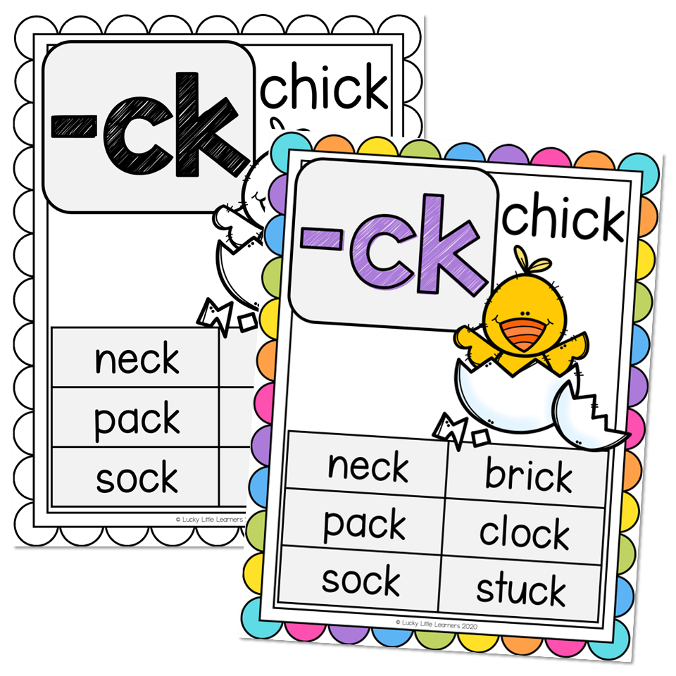 Phonics Posters - Blends, Endings, Digraphs Posters -ck - Lucky Little ...