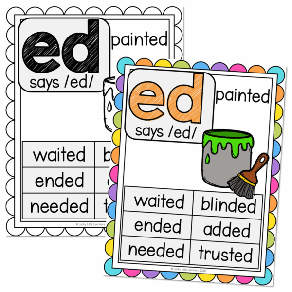 Phonics Posters - Blends, Endings, Digraphs Posters - ed (ed) - Lucky ...