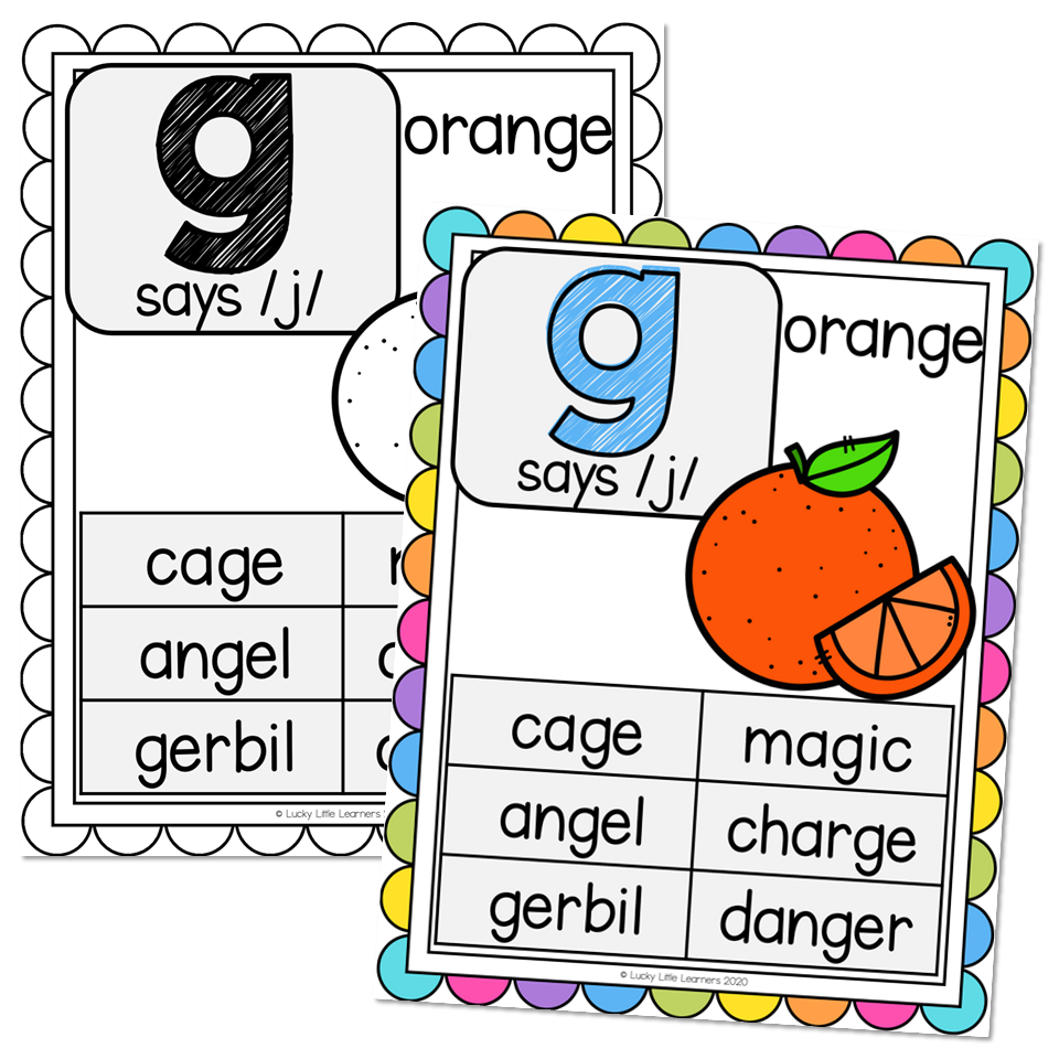 Phonics Posters - Blends, Endings, Digraphs Posters - g (j) - Lucky ...