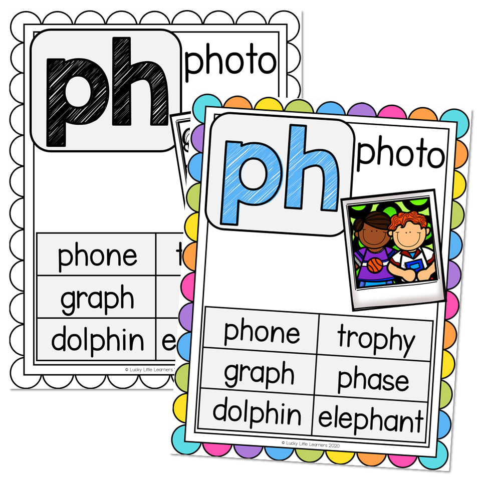 Phonics Posters - Blends, Endings, Digraphs Posters - ph - Lucky Little ...