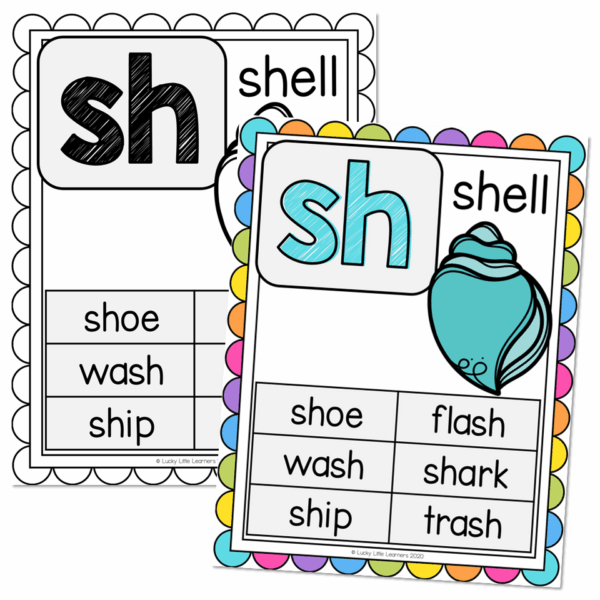 Phonics Posters - Blends, Endings, Digraphs Posters - sh - Lucky Little ...