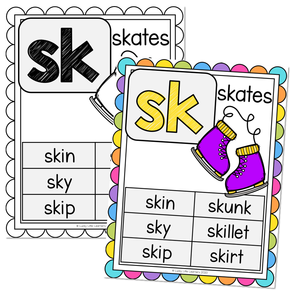 Phonics Posters - Blends, Endings, Digraphs Posters - sk - Lucky Little ...