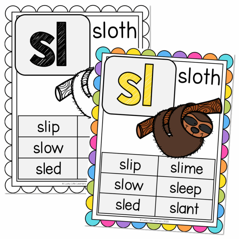 Phonics Posters - Blends, Endings, Digraphs Posters - sl - Lucky Little ...