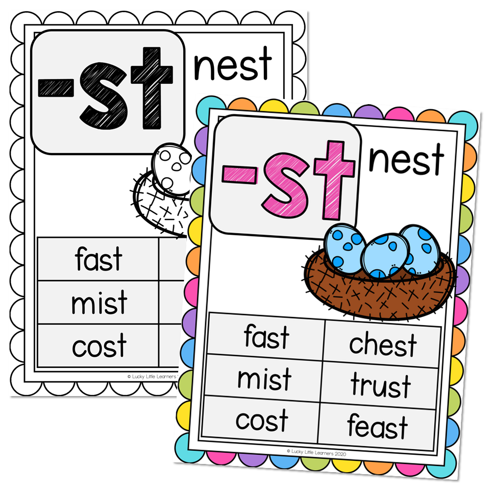 Phonics Posters - Blends, Endings, Digraphs Posters - st - Lucky Little ...