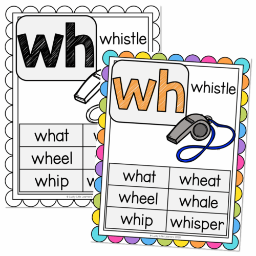 Phonics Posters - Blends, Endings, Digraphs Posters - wh - Lucky Little ...