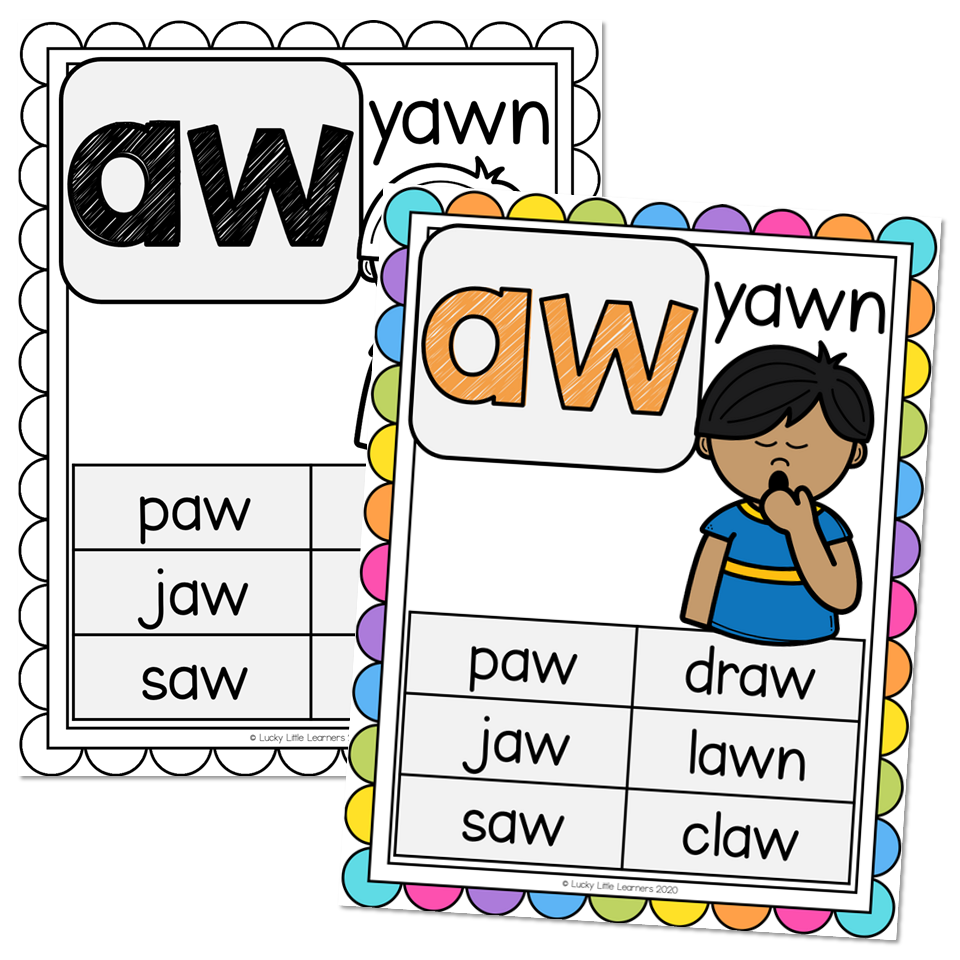 Phonics Posters - Long Vowels, Diphthongs, R-Controlled Posters - aw ...