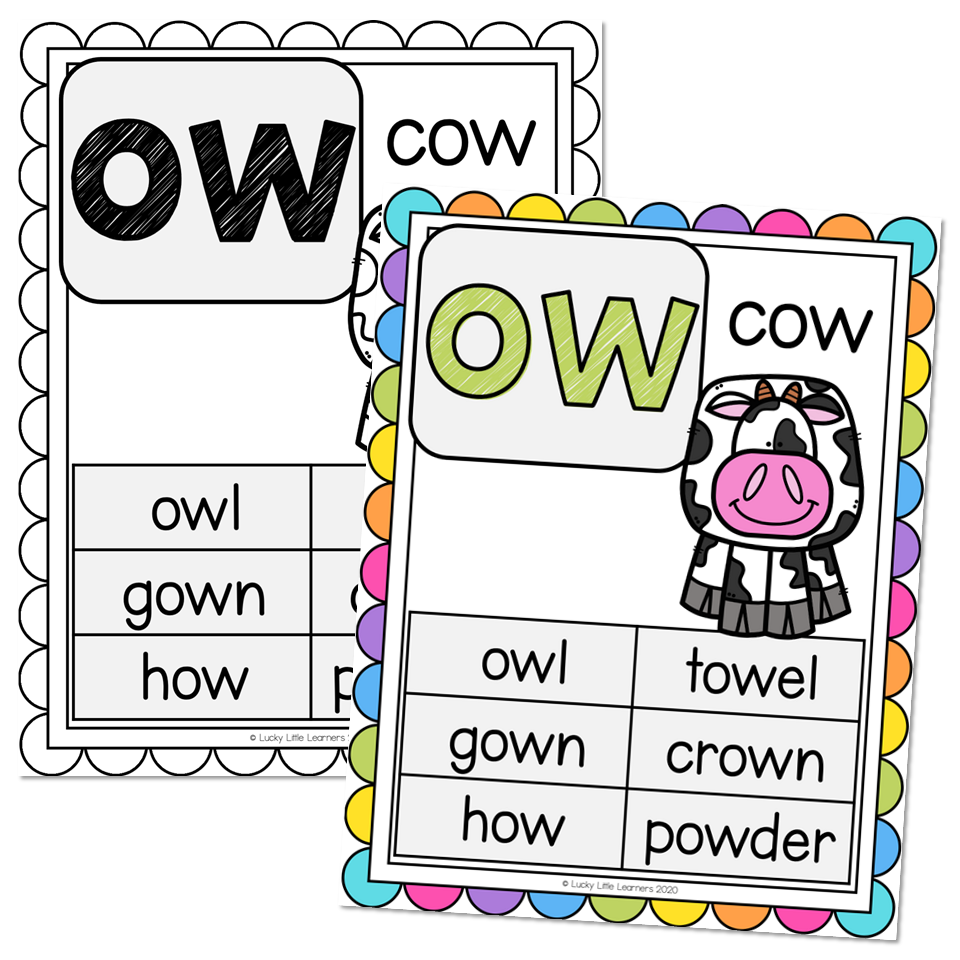 Phonics Posters - Long Vowels, Diphthongs, R-Controlled Posters - ow ...