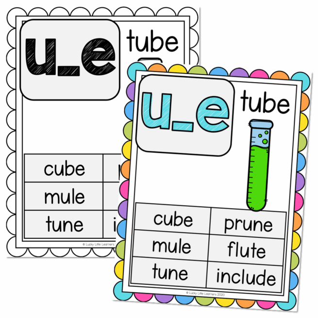 Phonics Posters - Long Vowels, Diphthongs, R-Controlled Posters - u_e ...