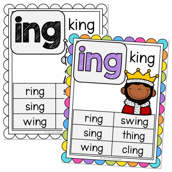 Phonics Posters -Short Vowels Posters - ing - Lucky Little Learners