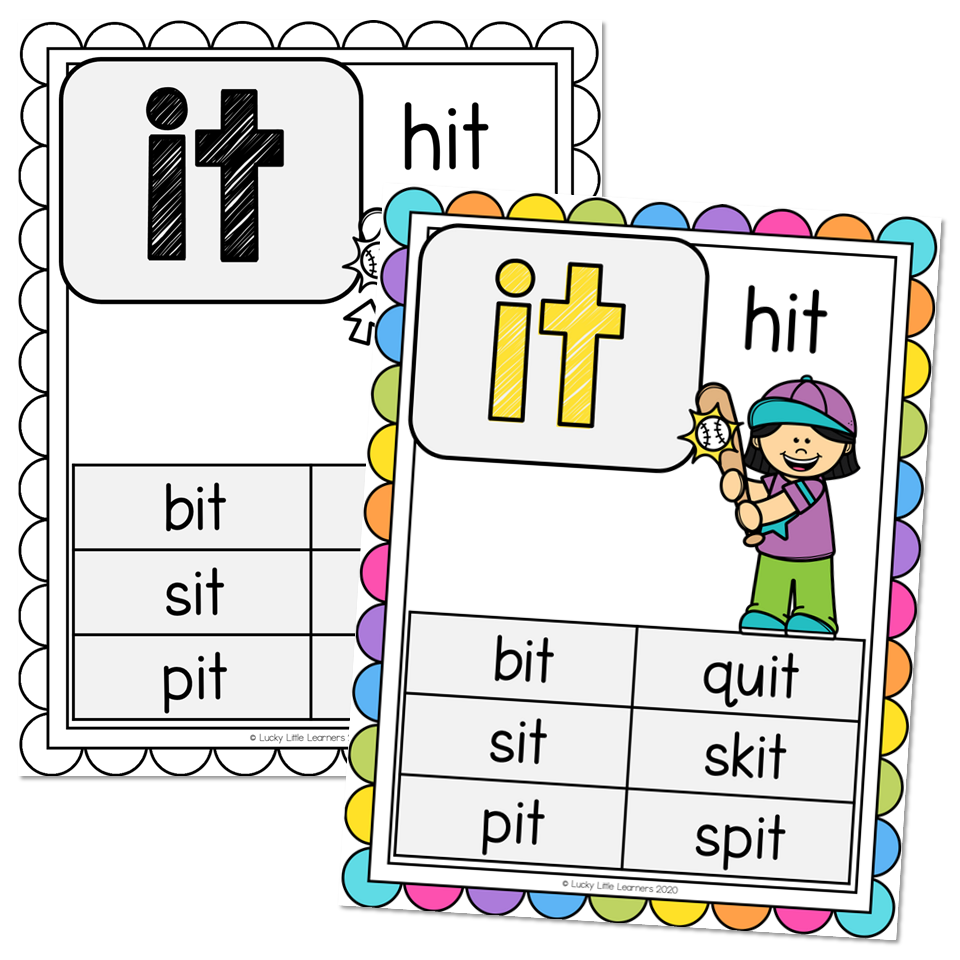 Phonics Posters -Short Vowels Posters - it - Lucky Little Learners