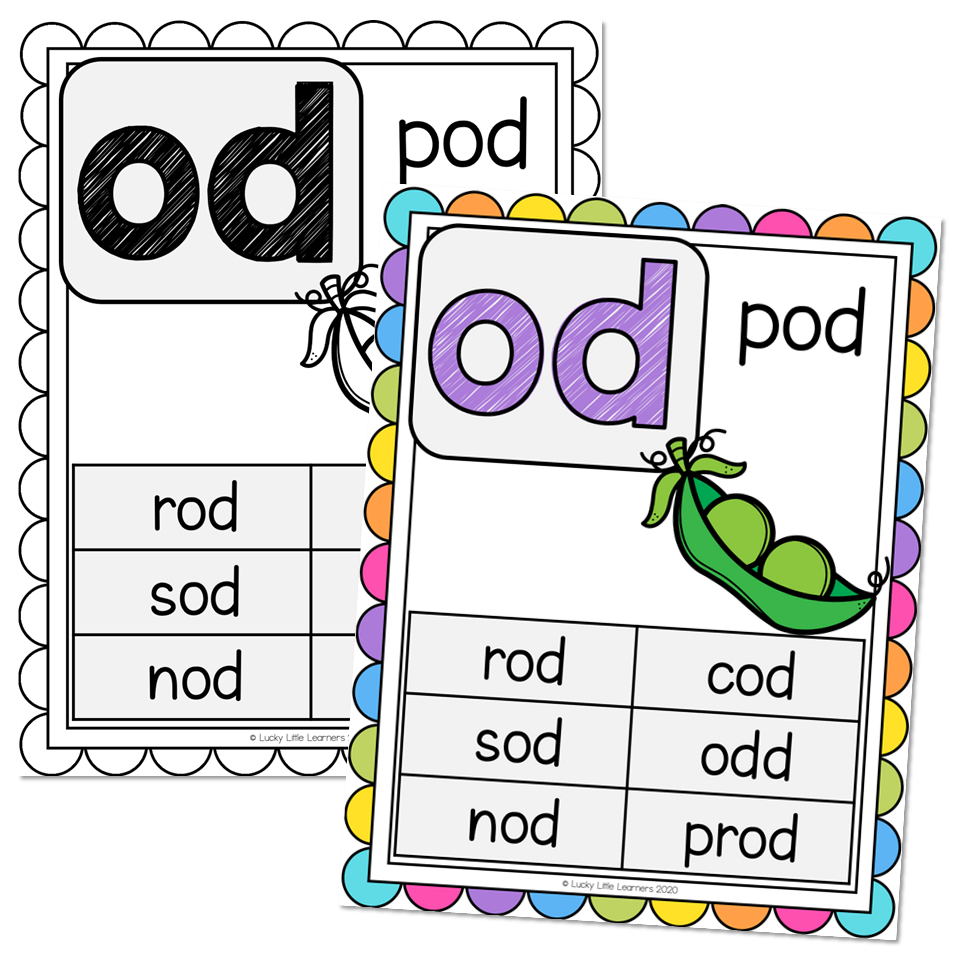 Phonics Posters -Short Vowels Posters - od - Lucky Little Learners