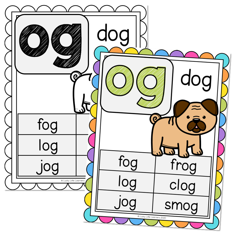 Phonics Posters -Short Vowels Posters - og - Lucky Little Learners