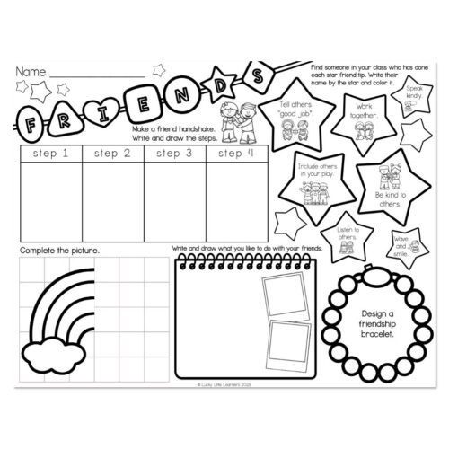 Placemat - Friends and Friendship - Lucky Little Learners