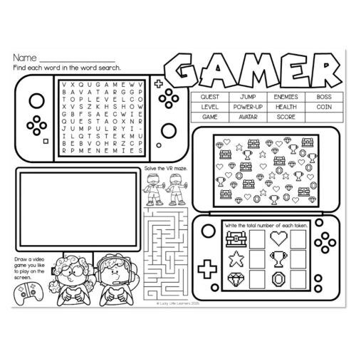 Placemat - Gamer - Video Games - Lucky Little Learners