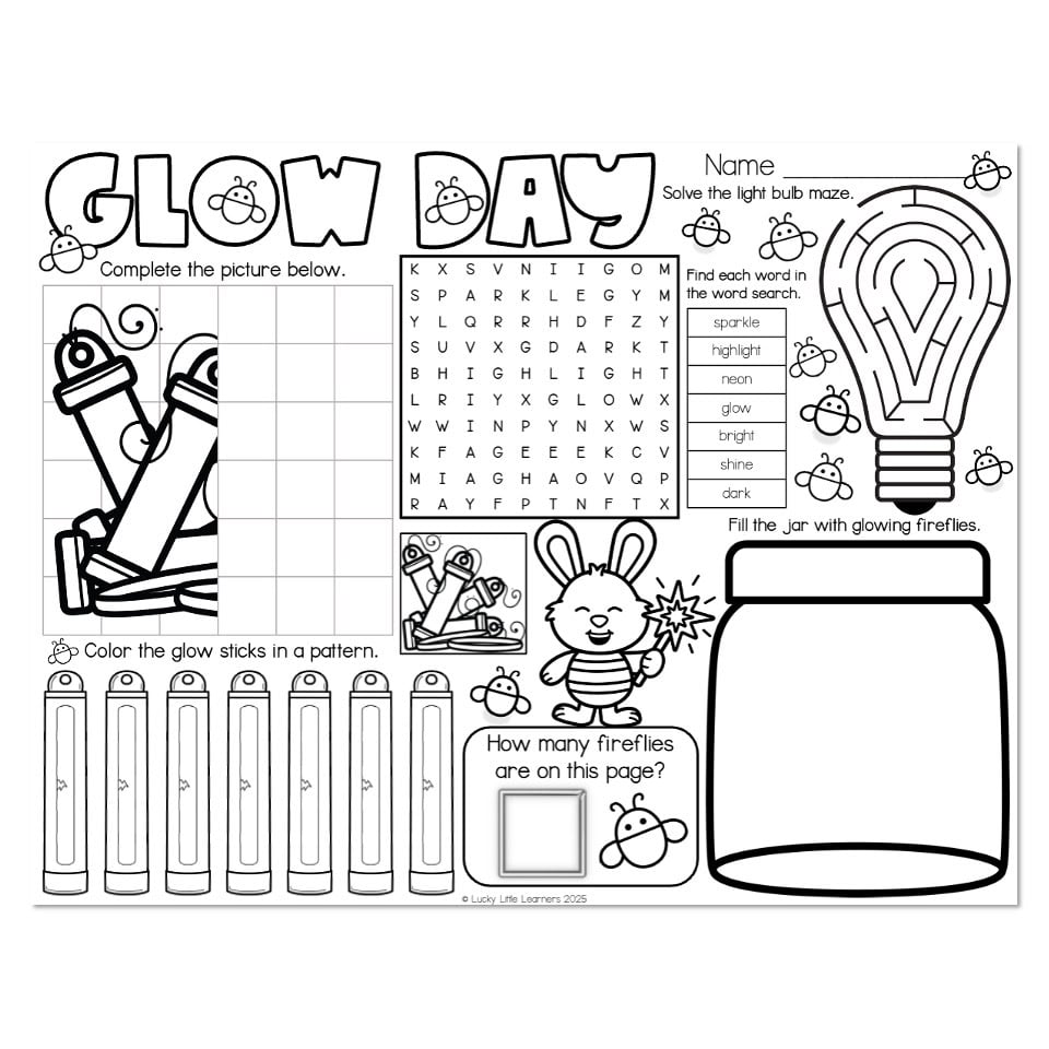 Placemat - Glow Day - Lucky Little Learners