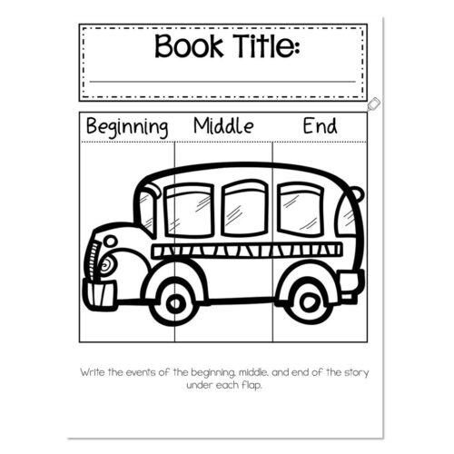 Reading Interactive Notebook - Story Sequencing Bus - Lucky Little Learners