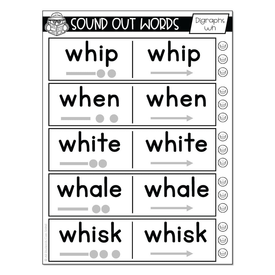 Reading Intervention - Sound Recognition - Digraphs - WH - Lucky Little ...