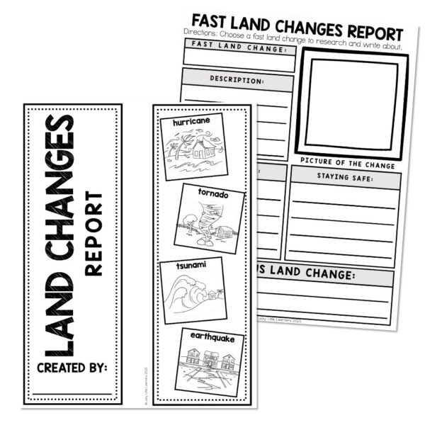 Science - Fast Land Changes Lapbook - Lucky Little Learners