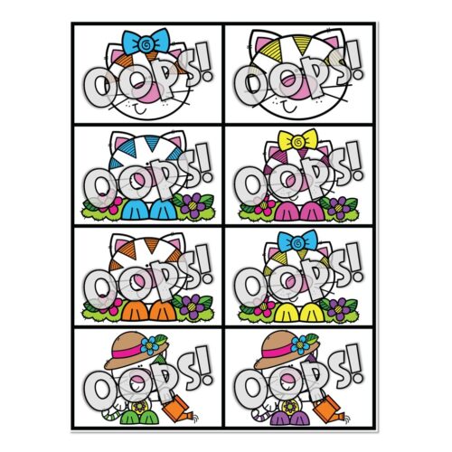 Sight Word Oops Game - Oops Cards - Kitty - Lucky Little Learners