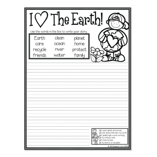 Spring Writing with Vocabulary - I Love the Earth - Lucky Little Learners