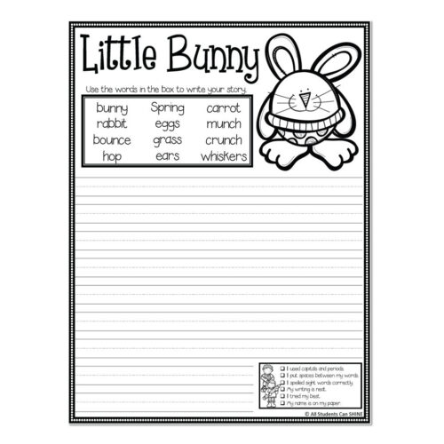 Spring Writing with Vocabulary - Little Bunny - Lucky Little Learners
