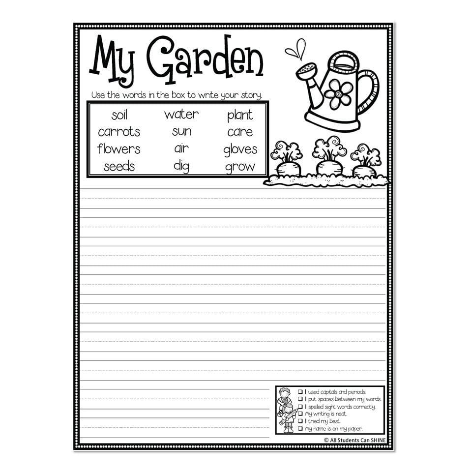 Spring Writing with Vocabulary - My Garden - Lucky Little Learners