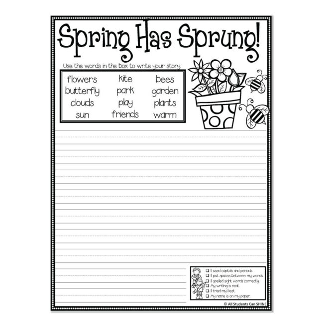 Spring Writing with Vocabulary - Spring Has Sprung - Lucky Little Learners