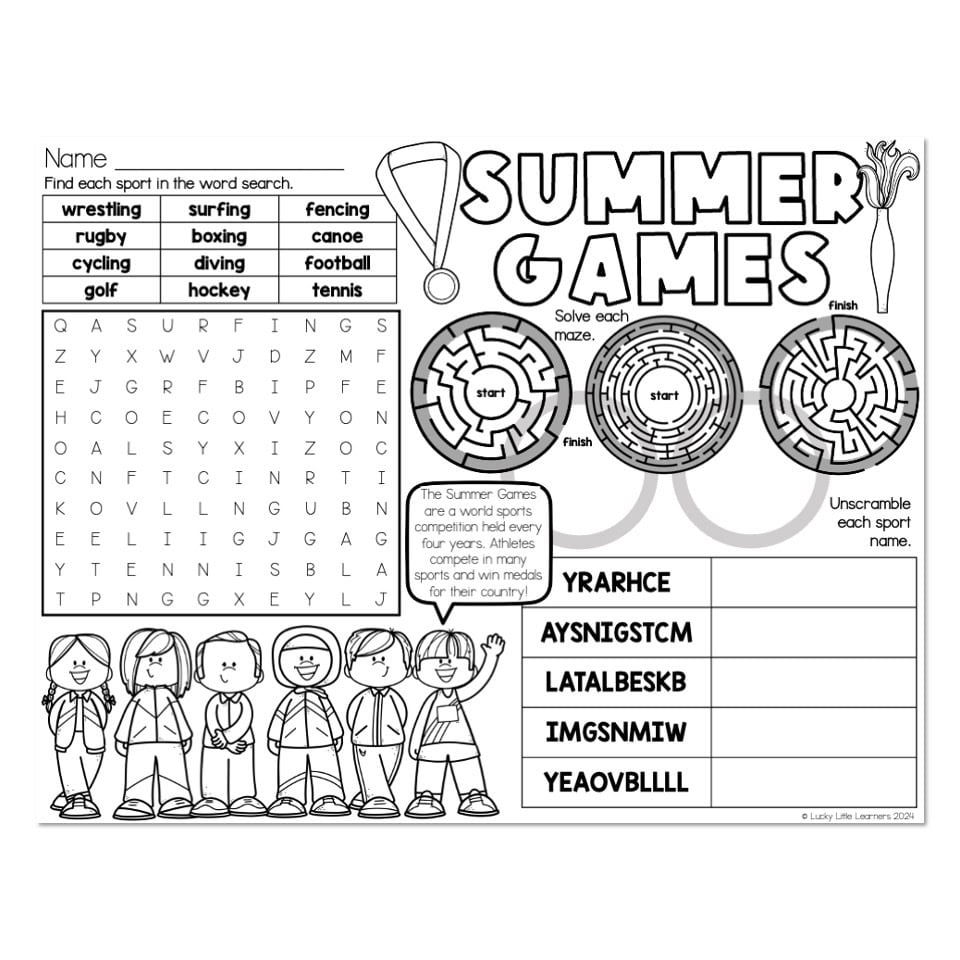 Summer Games - Placemat - Lucky Little Learners