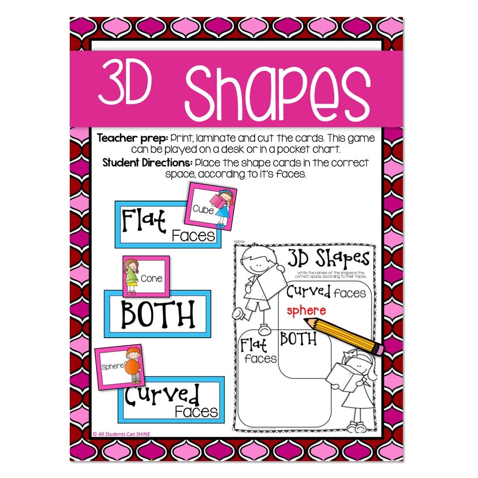 Valentine's Day Centers - Math - 3D Shapes - Lucky Little Learners