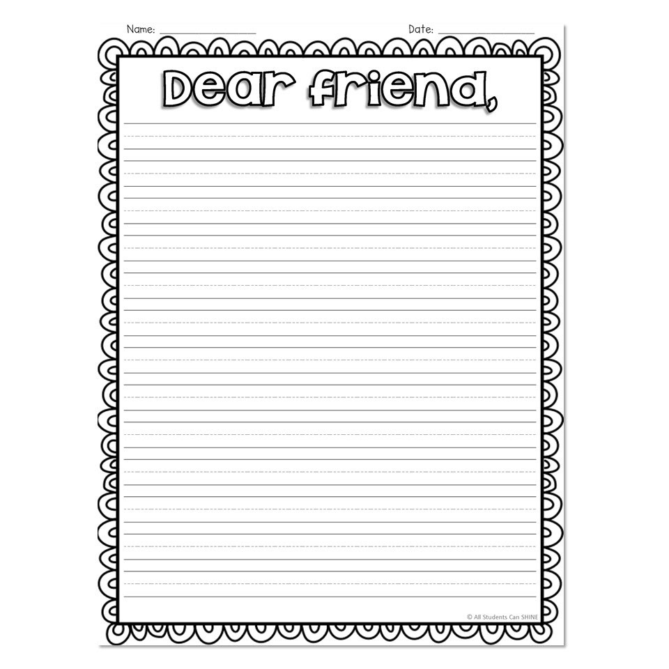 Valentine's Day Printables - Literacy - Dear Friend - Lucky Little Learners