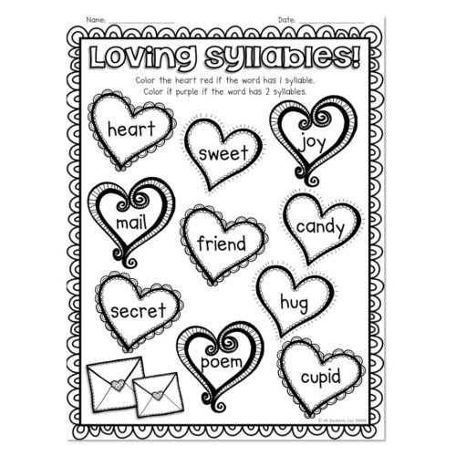 Valentine's Day Printables - Literacy - Loving Syllables - Lucky Little ...