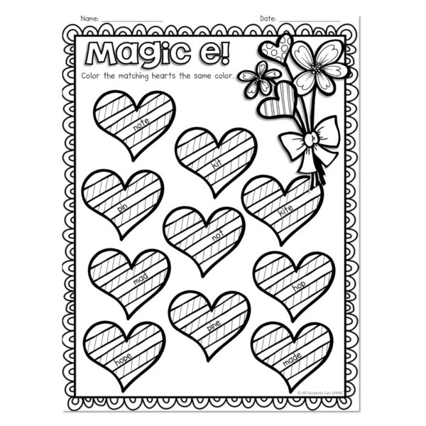 Valentine's Day Printables - Literacy - Magic E - Lucky Little Learners