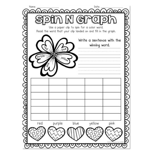 Valentine's Day Printables - Literacy - Spin n Graph - Lucky Little ...