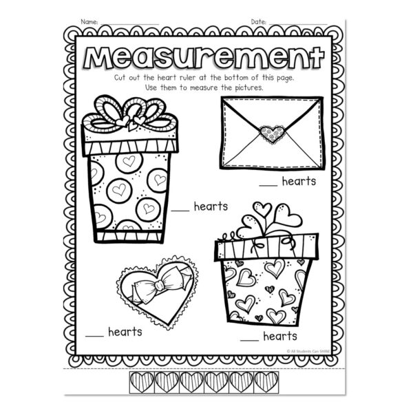 Valentine's Day Printables - Math - Measurement - Lucky Little Learners