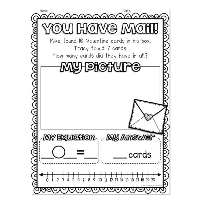 Valentine's Day Printables - Math - Word Problems - Lucky Little Learners