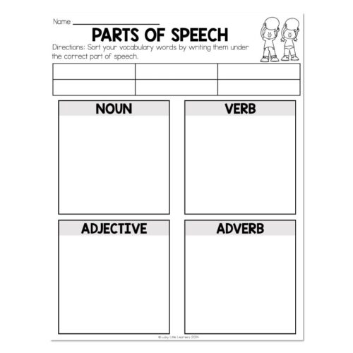 Vocabulary Activities - Parts of Speech - Lucky Little Learners