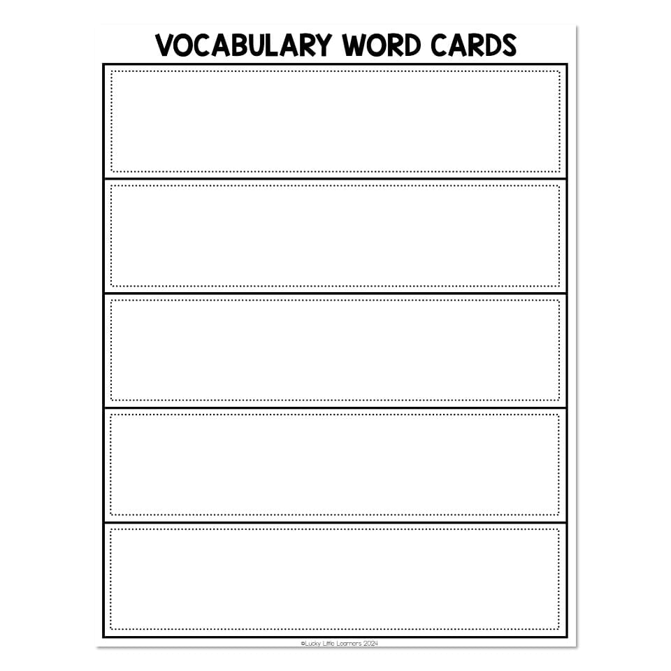 Vocabulary Activities - Word Cards - Lucky Little Learners