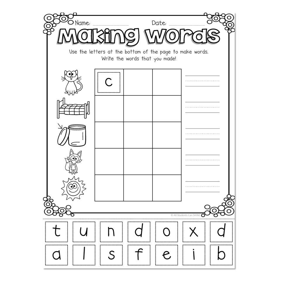 Winter Literacy Activities - Making Words - Lucky Little Learners