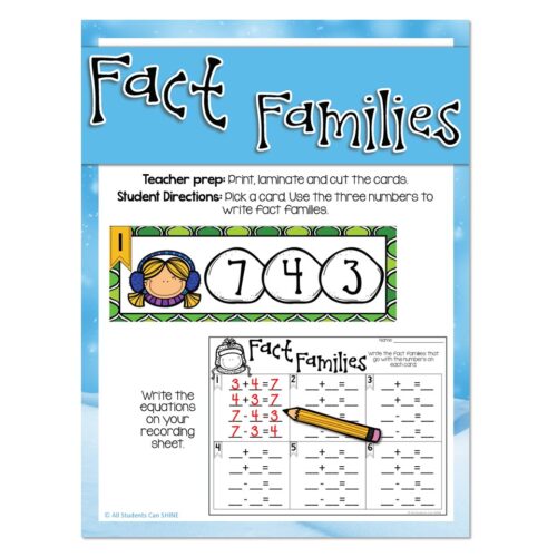 Winter Math Centers - Fact Families - Lucky Little Learners