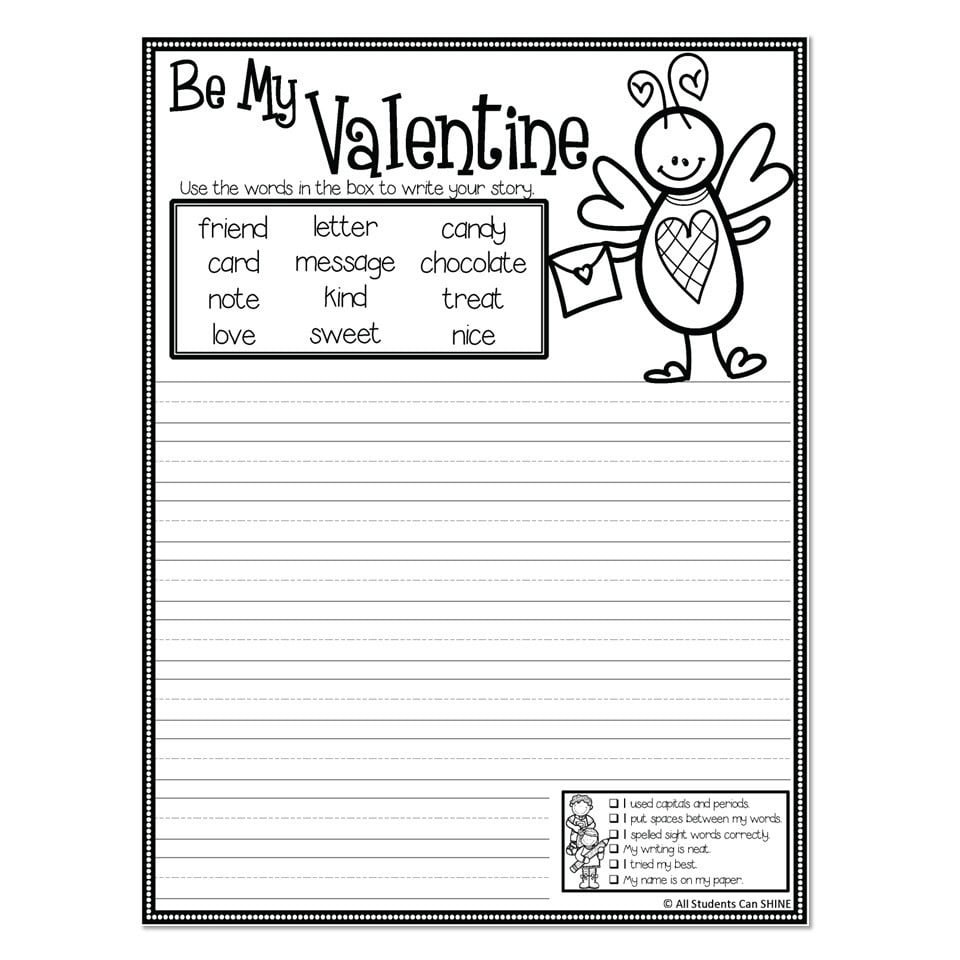 Winter Writing with Vocabulary - Be My Valentine - Lucky Little Learners