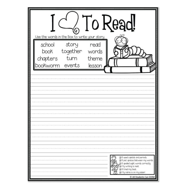 Winter Writing with Vocabulary - I Love to Read - Lucky Little Learners