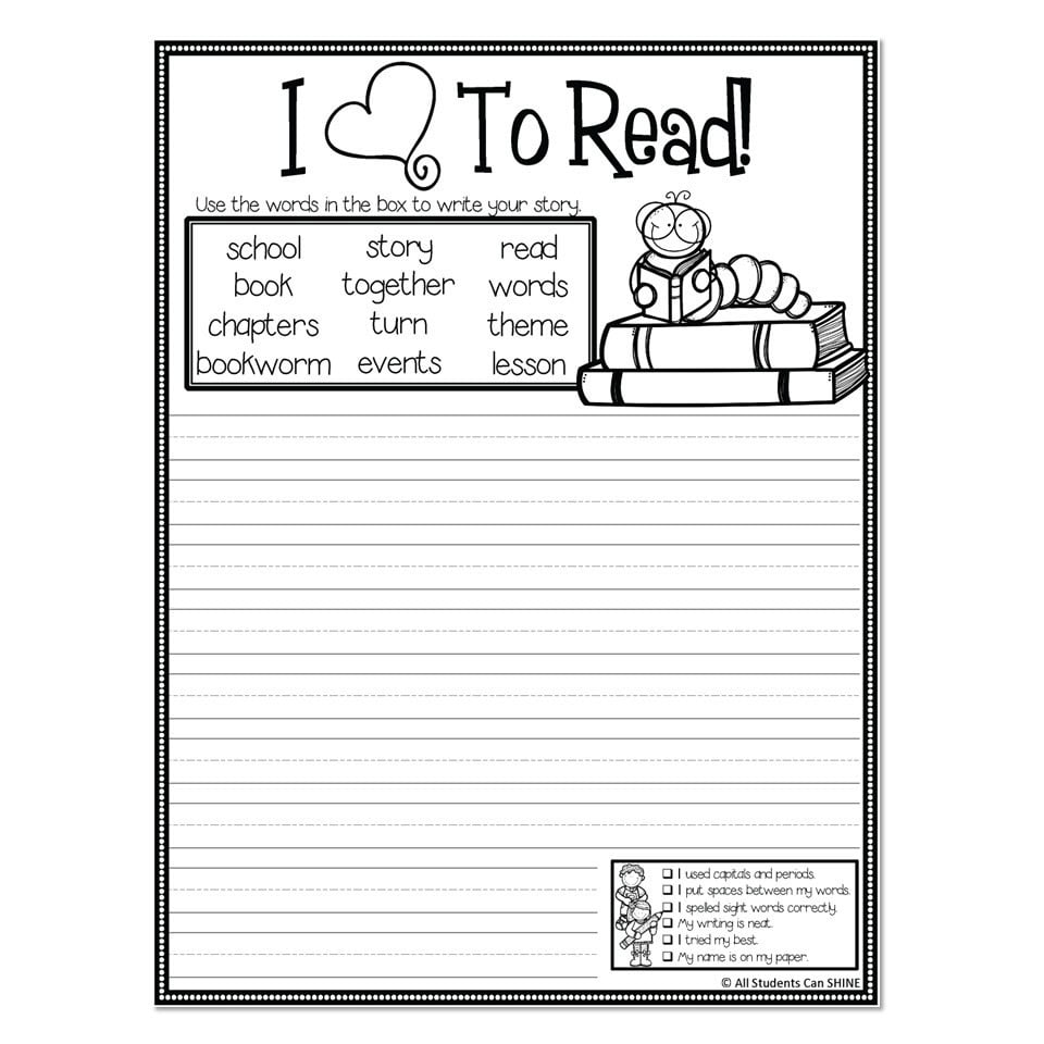 Winter Writing with Vocabulary - I Love to Read - Lucky Little Learners