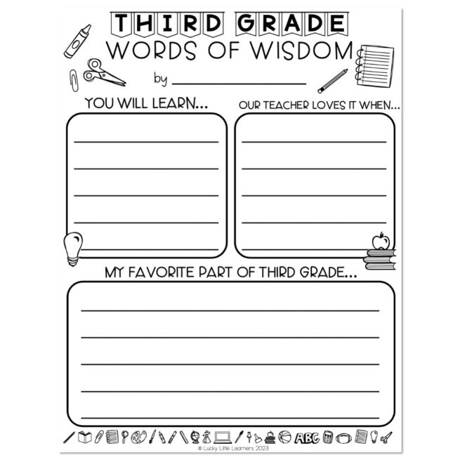 Words of Wisdom - An End of Year Writing Activity - 3rd Grade - Lucky ...